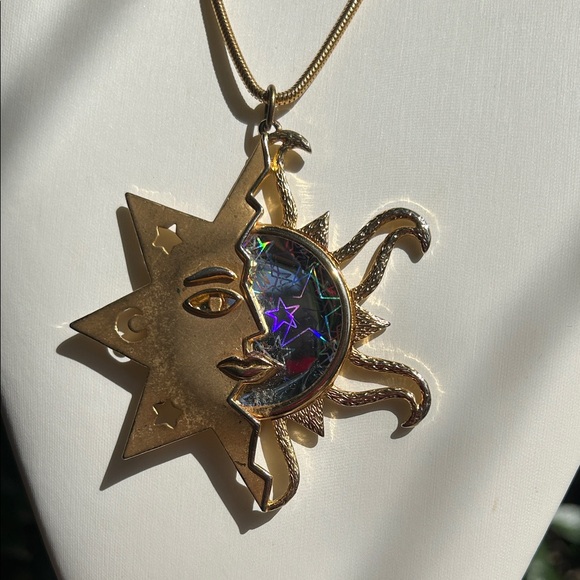 JJ Jonette | Jewelry | Jj Gold Sun Moon And Stars Big Pendant Necklace ...